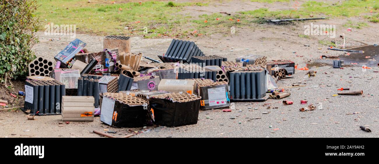 New Year's Eve fireworks garbage after the New Year's Eve night Stock ...
