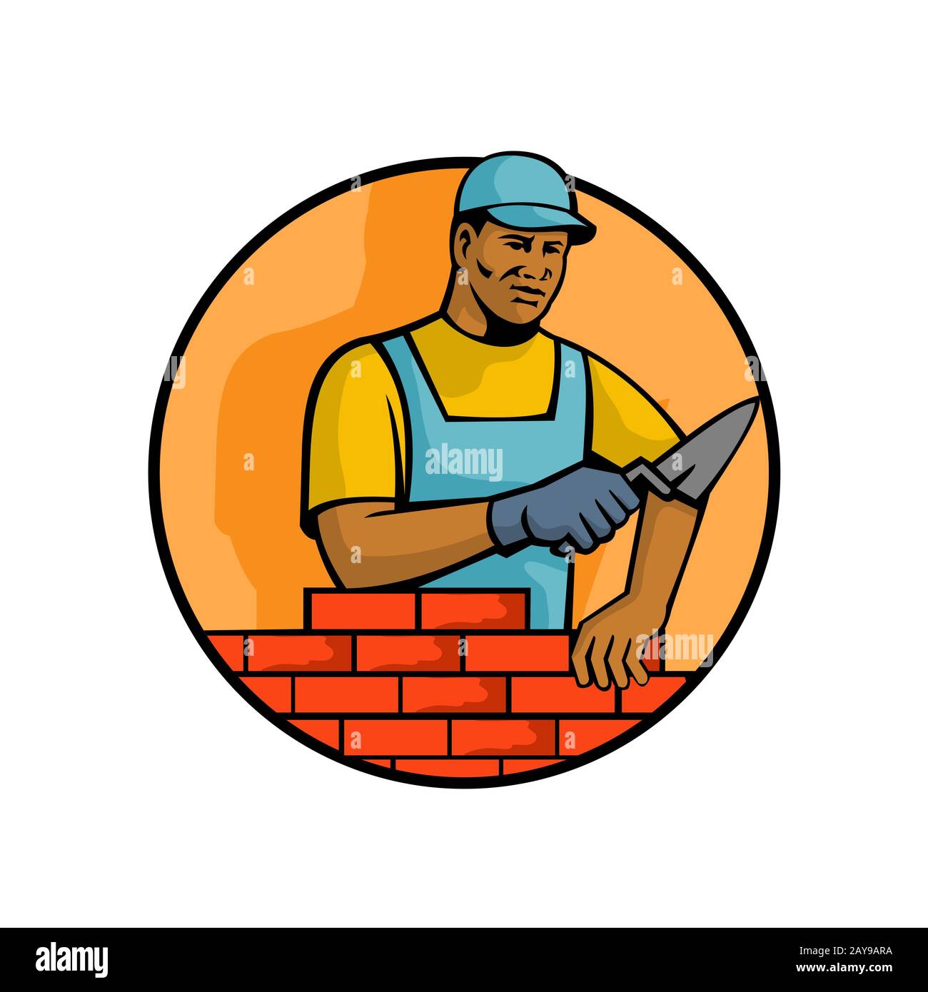 African American Bricklayer Mascot Stock Photo - Alamy