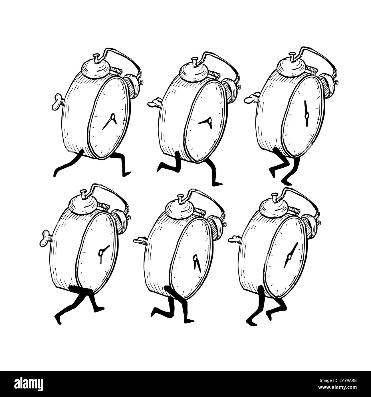 Alarm Clock Run Cycle Drawing Sequence Stock Photo - Alamy