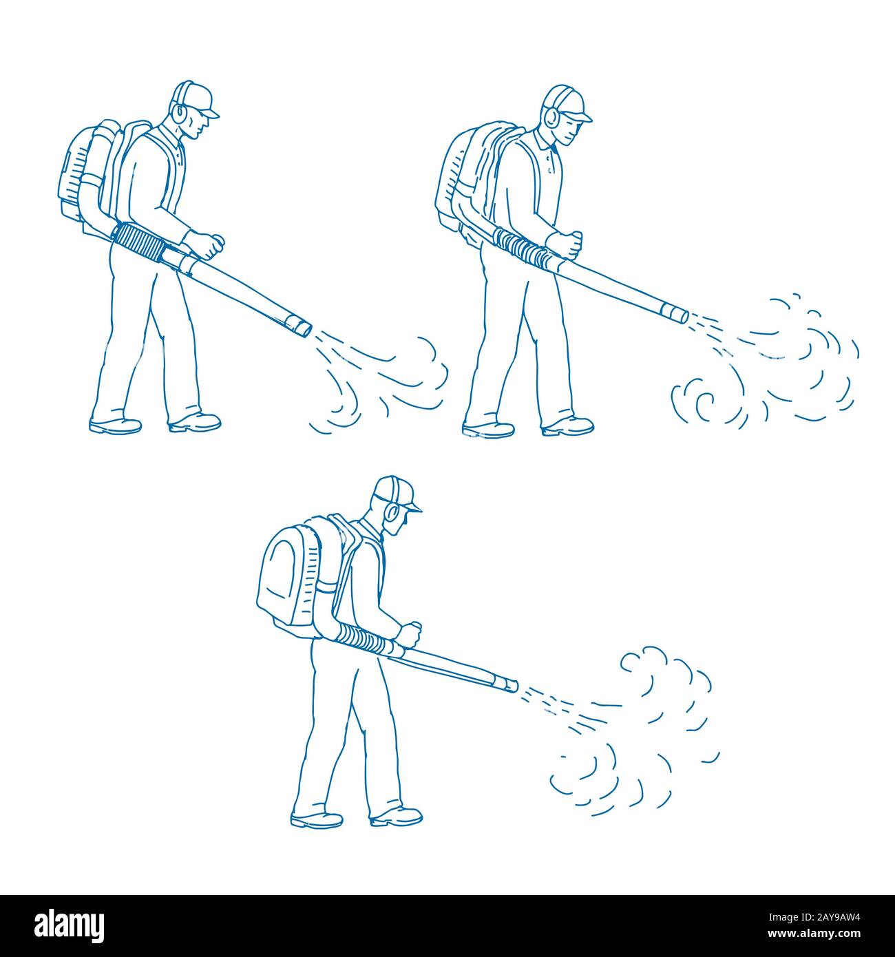 Gardener Leaf Blower Drawing Stock Photo - Alamy