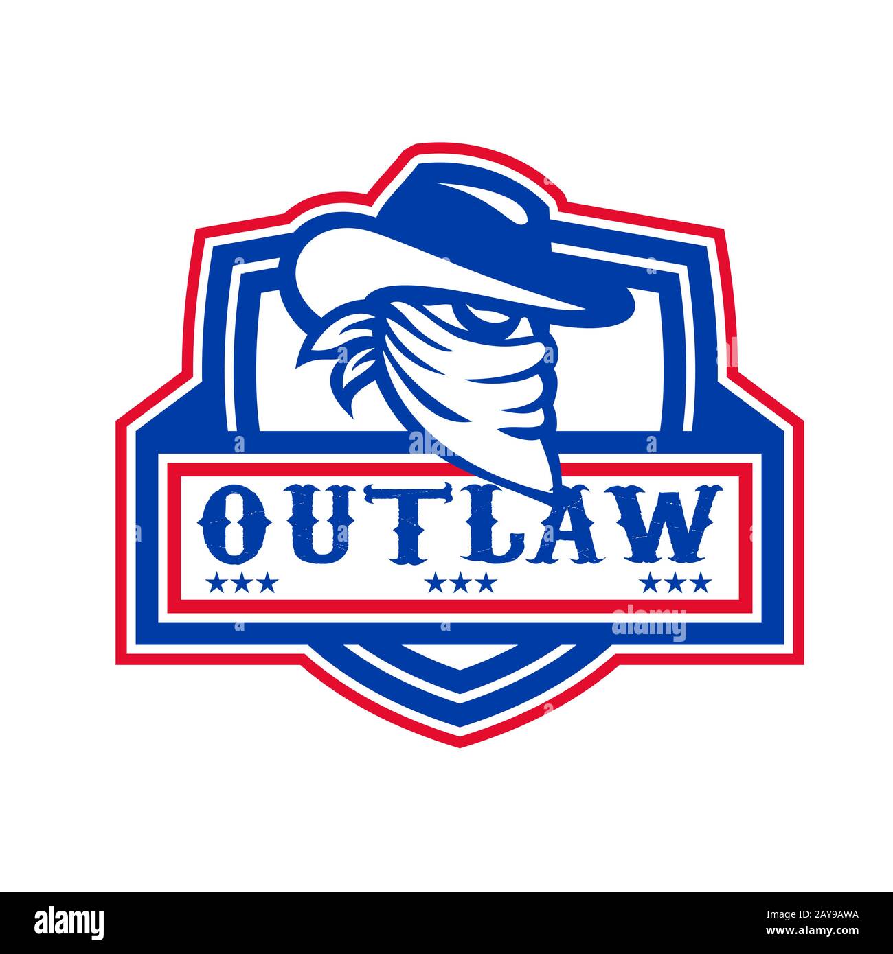 Outlaw Cowboy Mascot Shield Stock Photo - Alamy