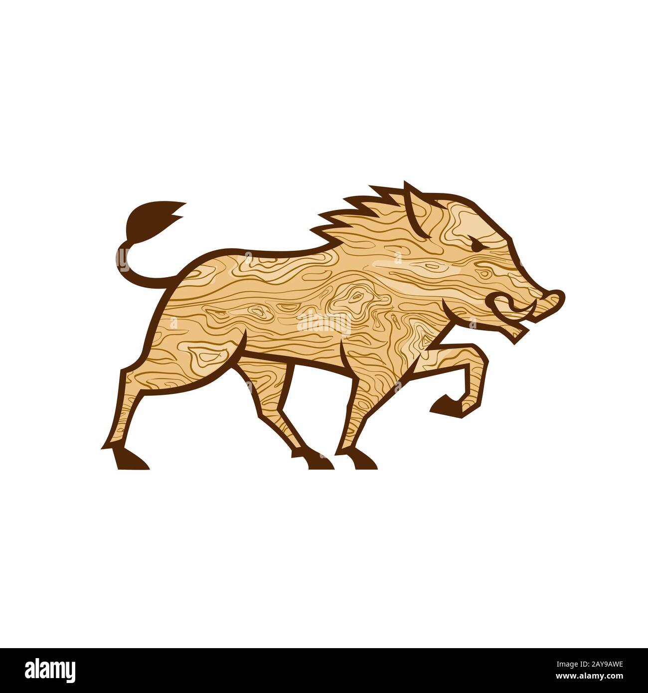Wood Boar Marching Side Retro Stock Photo - Alamy
