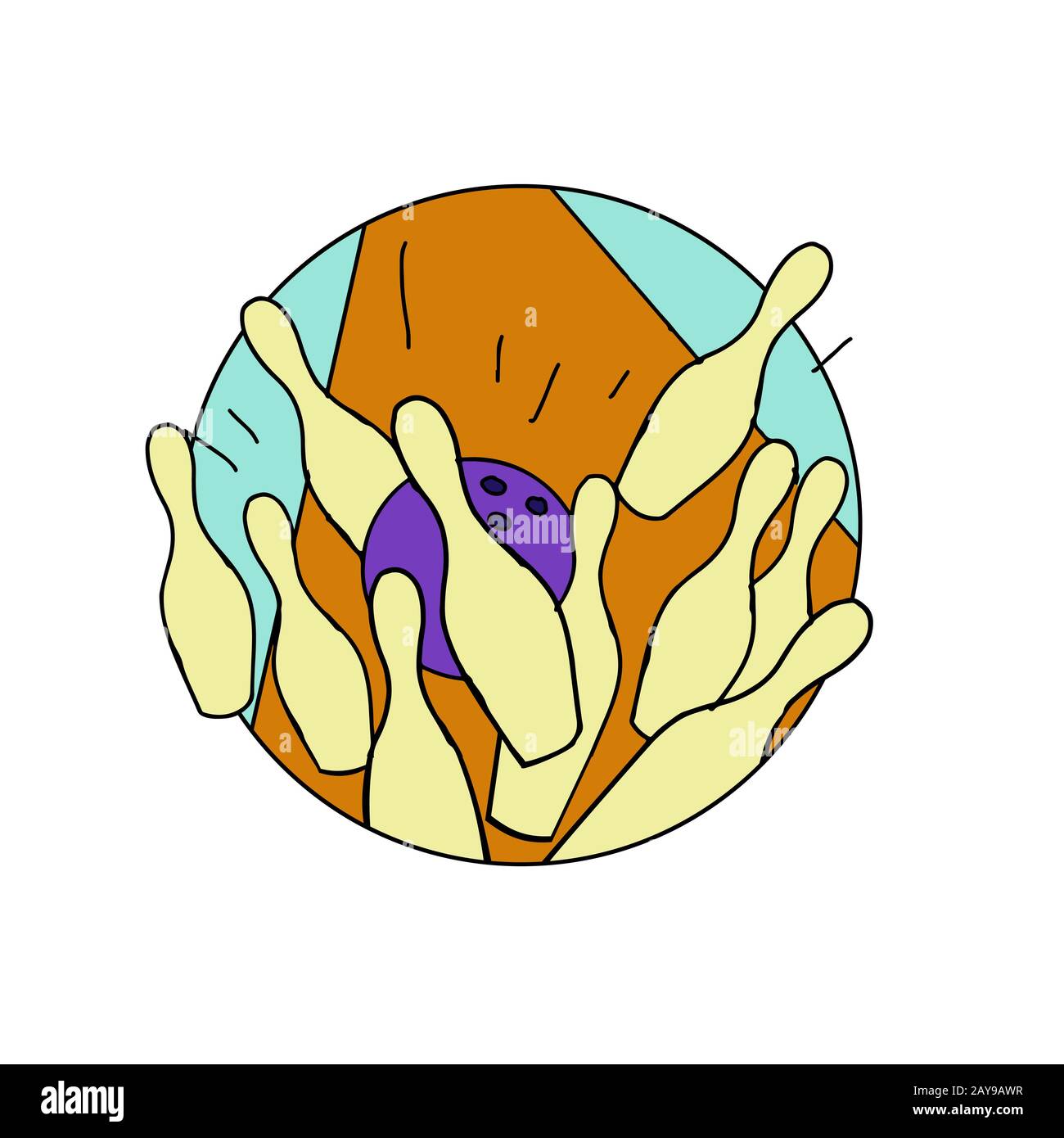 Ten Pin Bowling Strike Drawing Stock Photo - Alamy