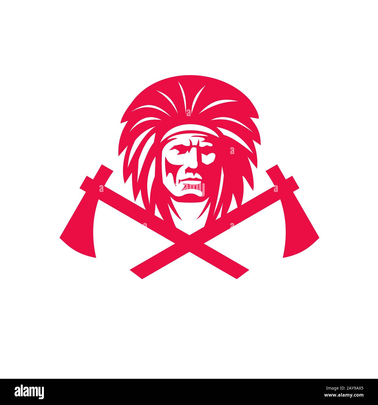 Native American Crossed Tomahawk Mascot Stock Photo - Alamy