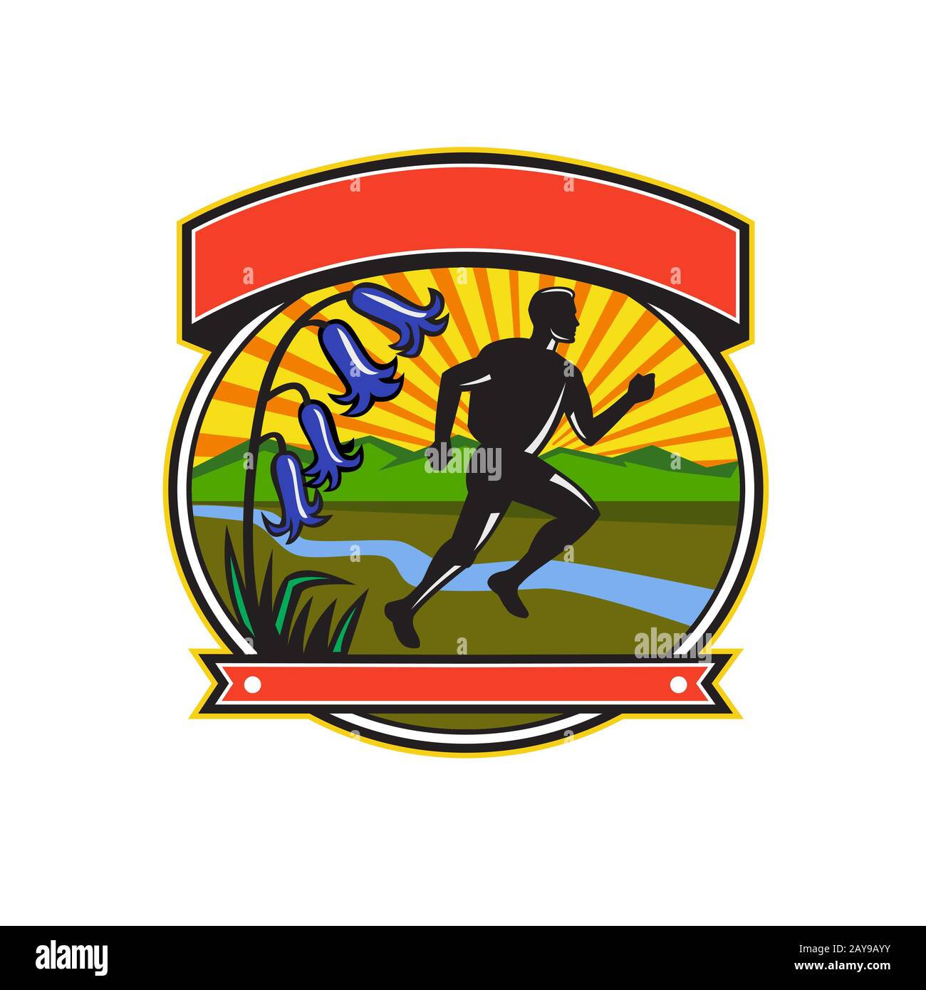 Trail Runner Bluebells Oval Icon Stock Photo - Alamy