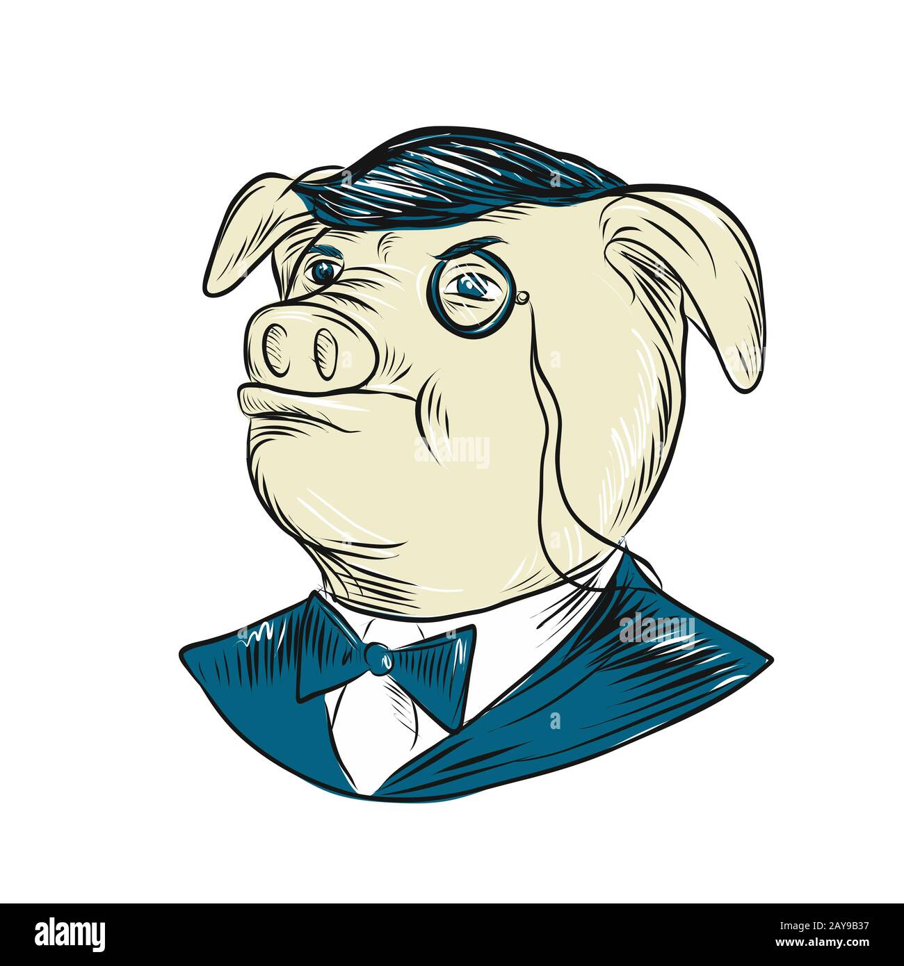 Mister Pig Monocle Drawing Stock Photo - Alamy