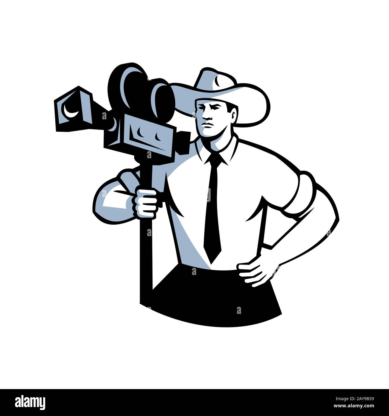 Cowboy Cameraman Vintage Movie Camera Retro Stock Photo - Alamy