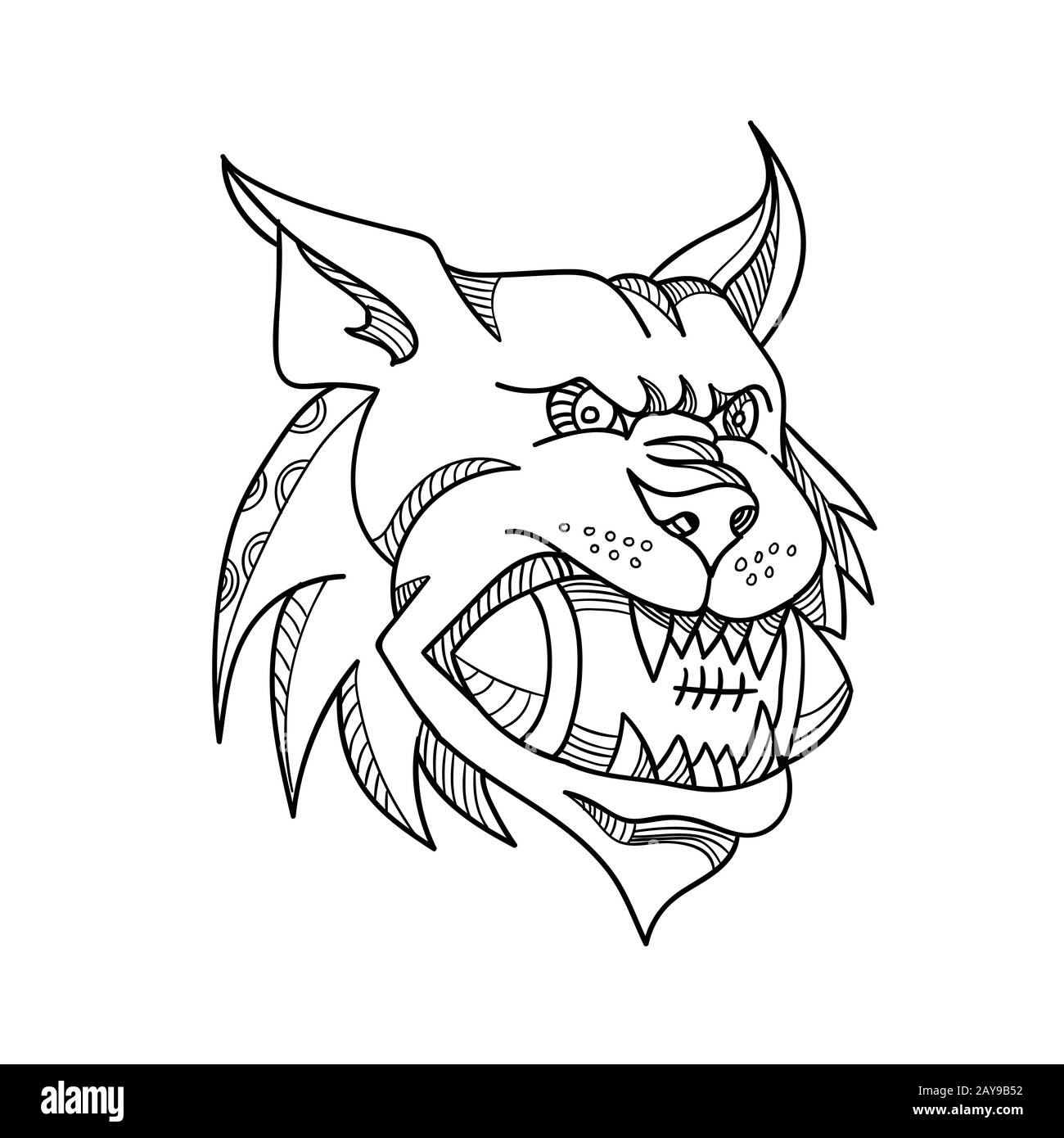 Line drawing illustration american football Black and White Stock ...