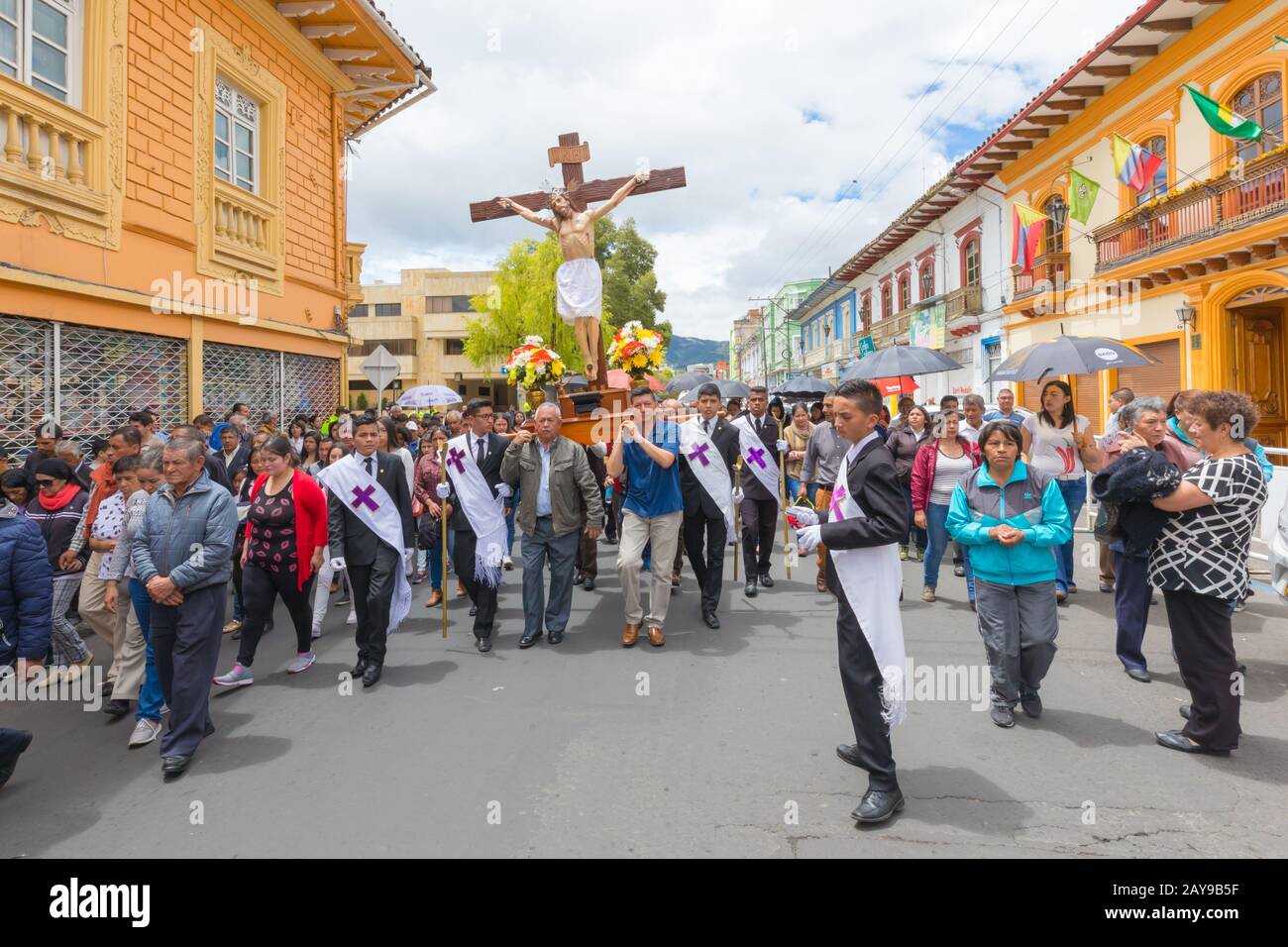 Pasto Colombia procession with transport of the crucifix in the holy ...