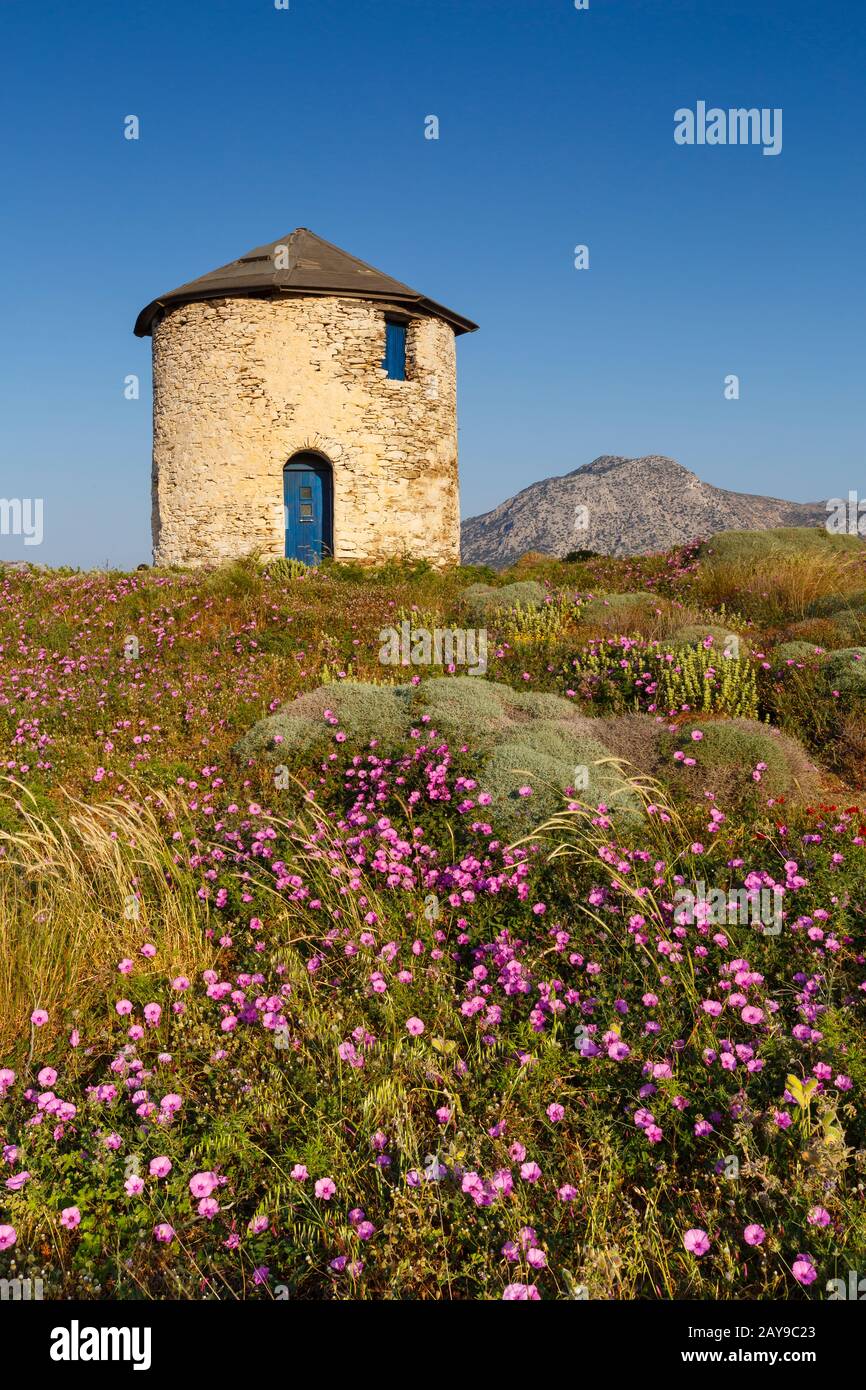 Old traditional windmill on the main island of Fournoi Korseon in ...