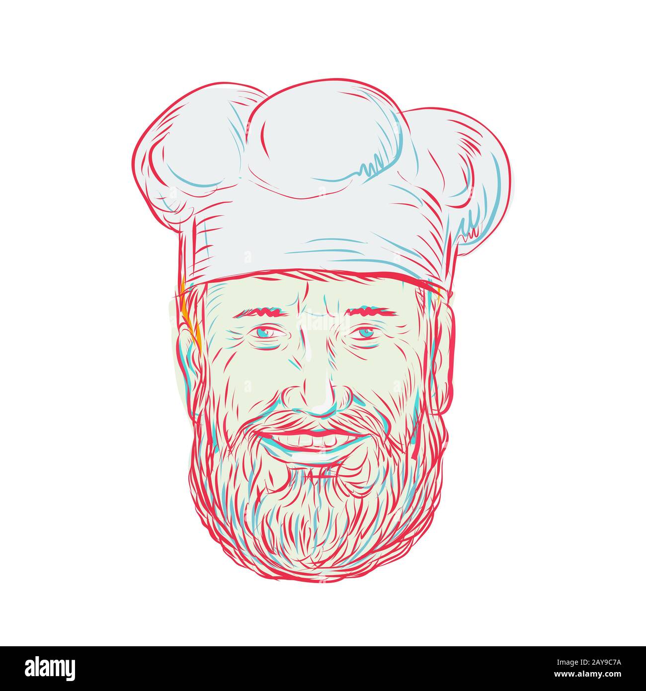 Hipster Baker Cook Chef Head Stock Photo - Alamy