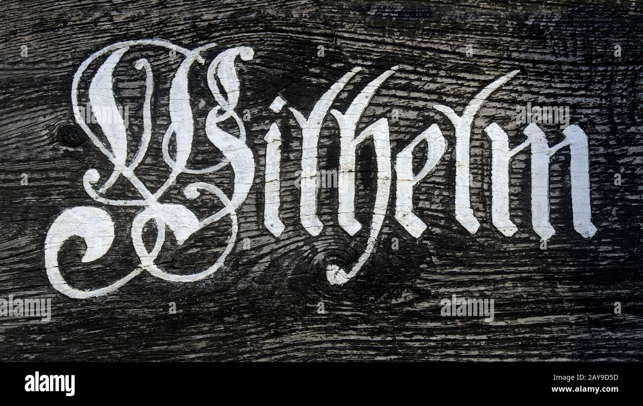 Calligraphy, Wilhelm lettering Stock Photo - Alamy