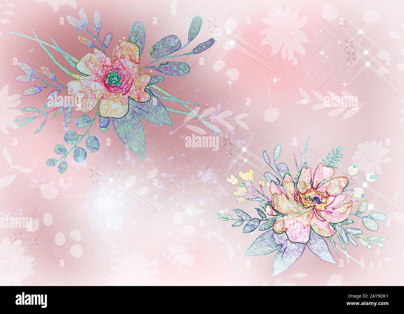 Flowers in pastel colors in vintage style Stock Photo - Alamy