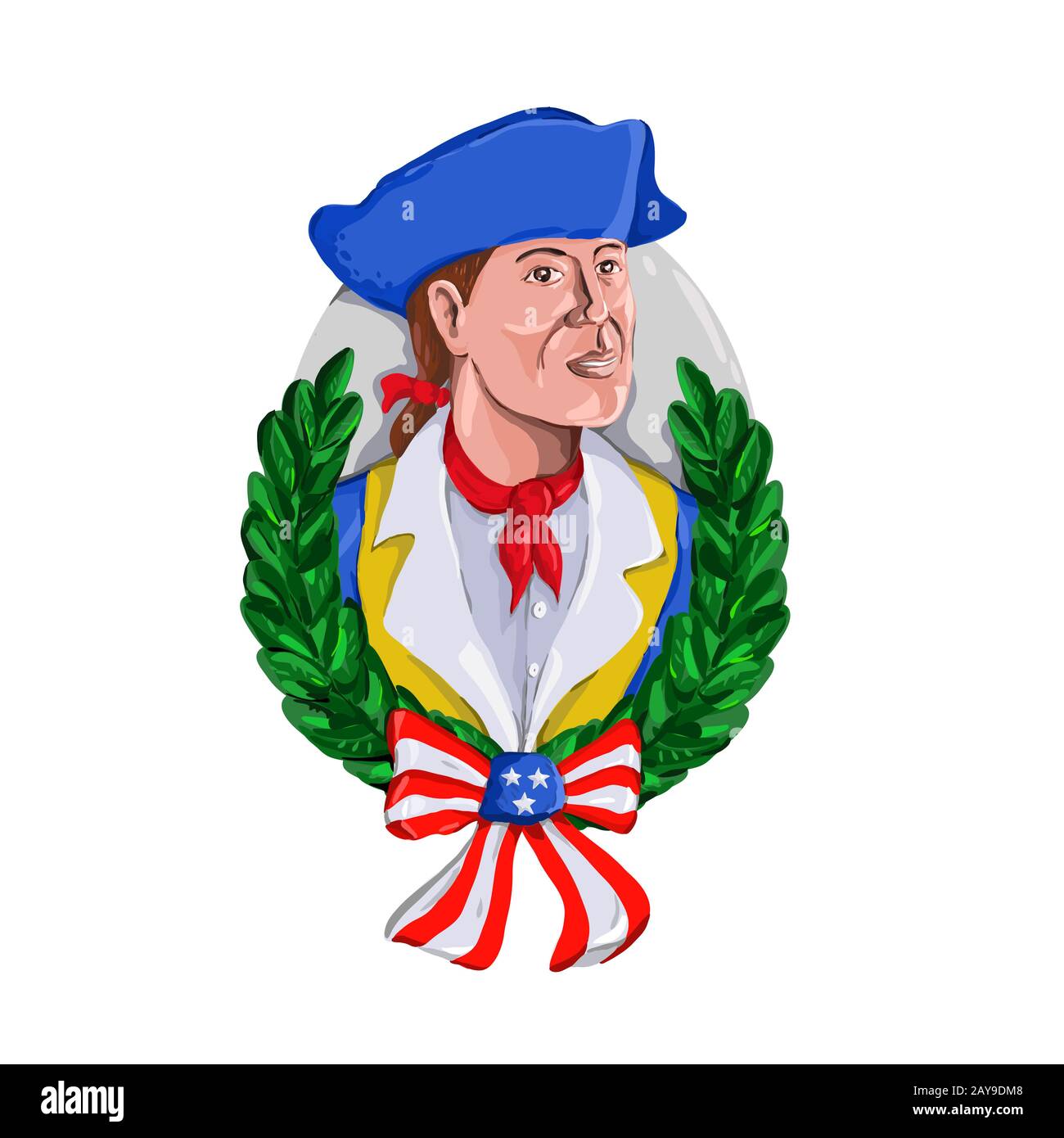 American Patriot Wreath Watercolor Retro Stock Photo - Alamy