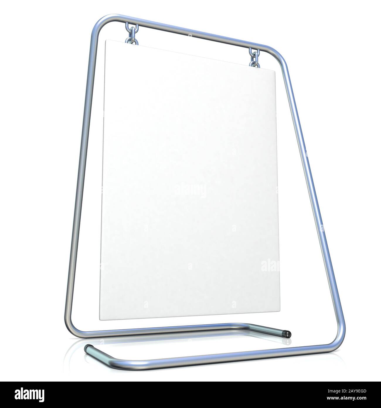 Metal advertising stand, with copy space board. Side view. 3D Stock ...