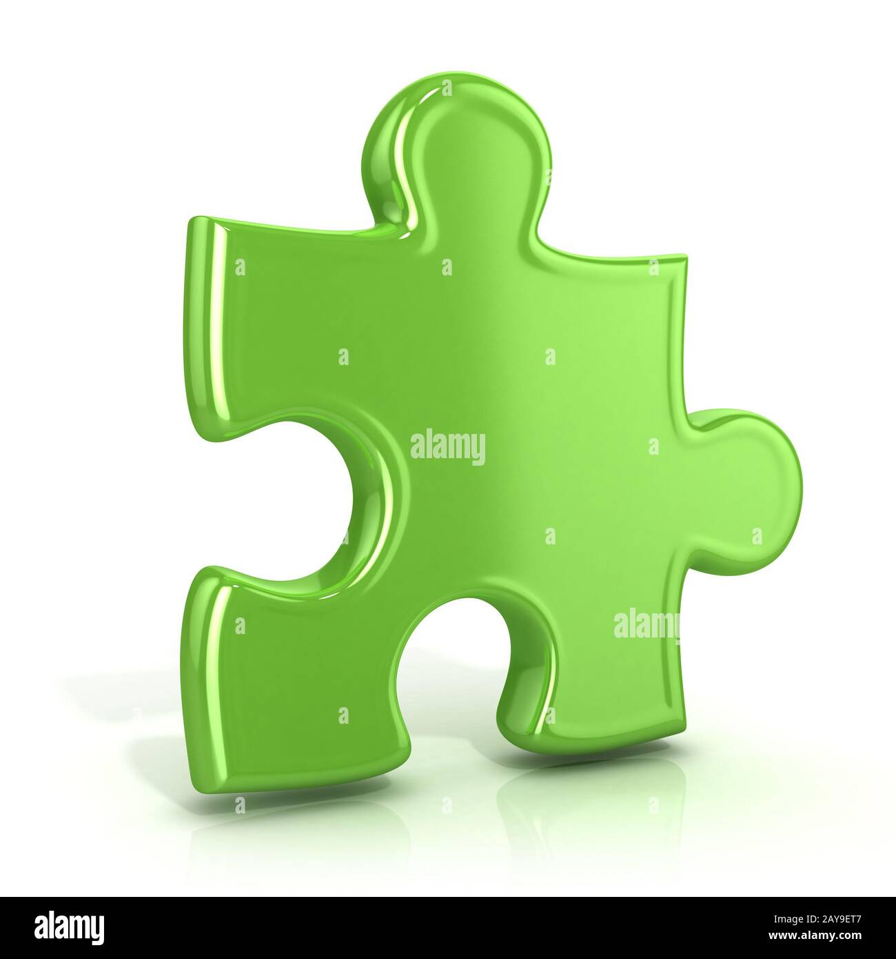 Single, green, standing jigsaw puzzle piece. 3D Stock Photo - Alamy