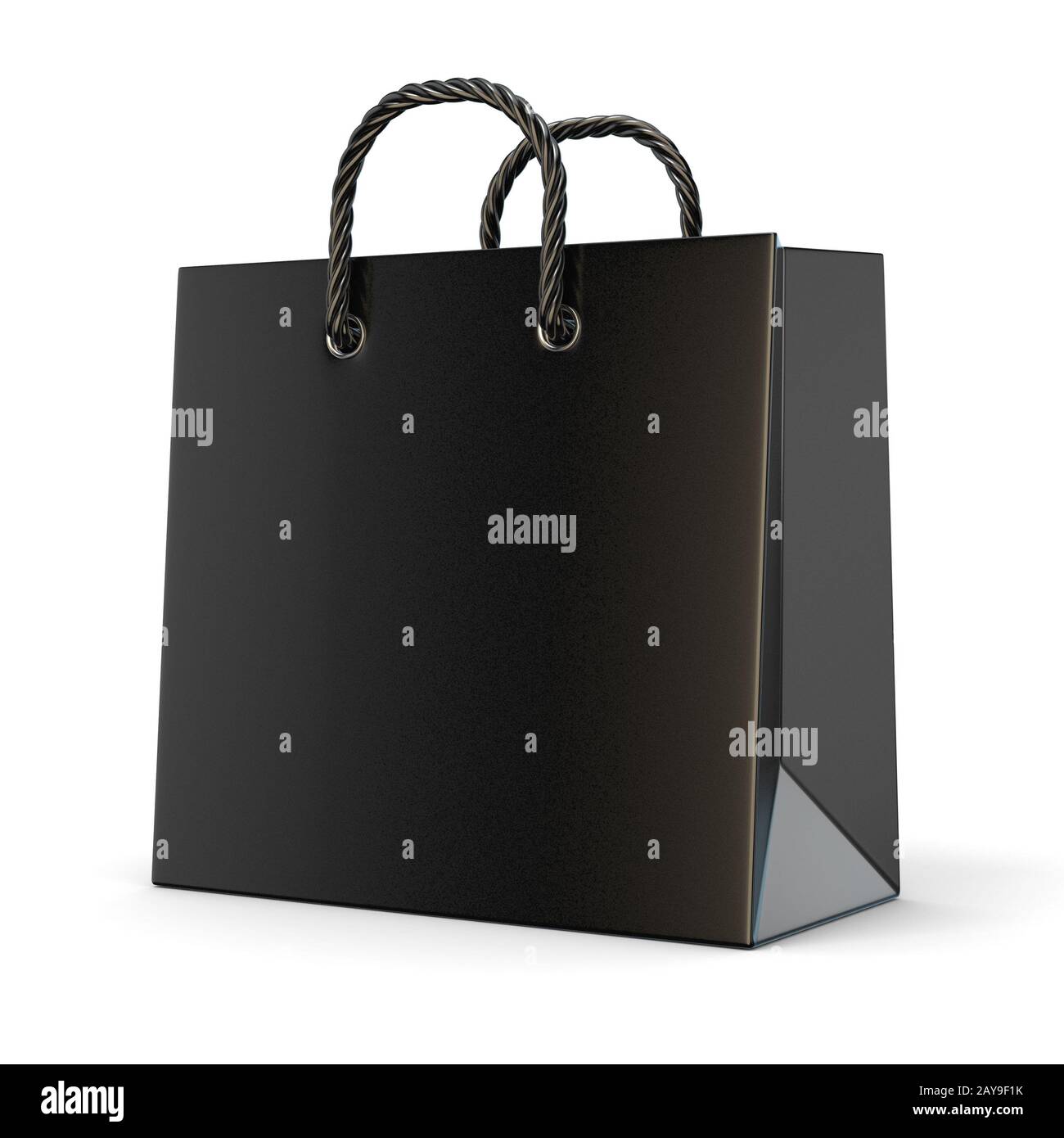 Single, empty, black, blank shopping bag. 3D Stock Photo - Alamy