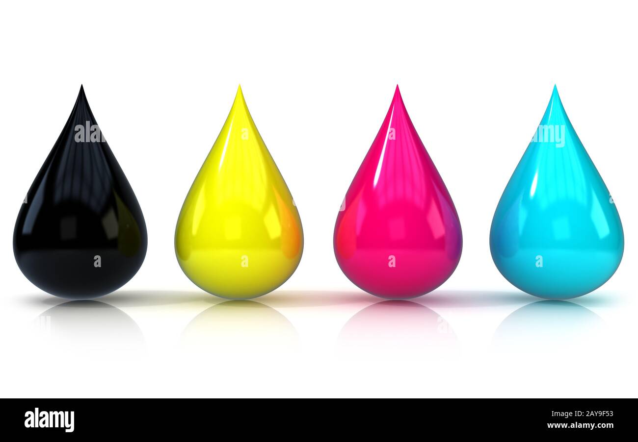 CMYK ink droplets sign Stock Photo - Alamy