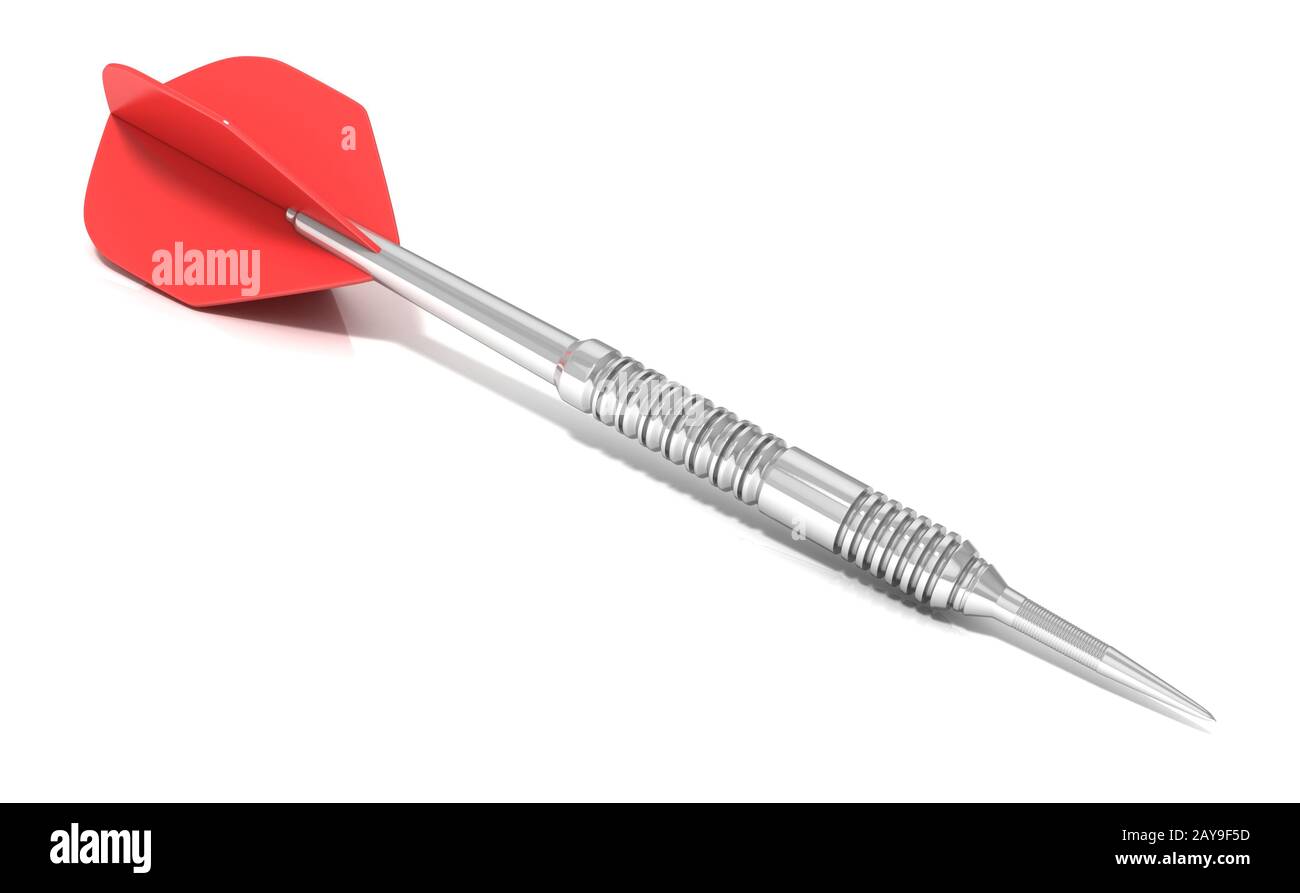 Red dart isolated on white background. Side view Stock Photo - Alamy