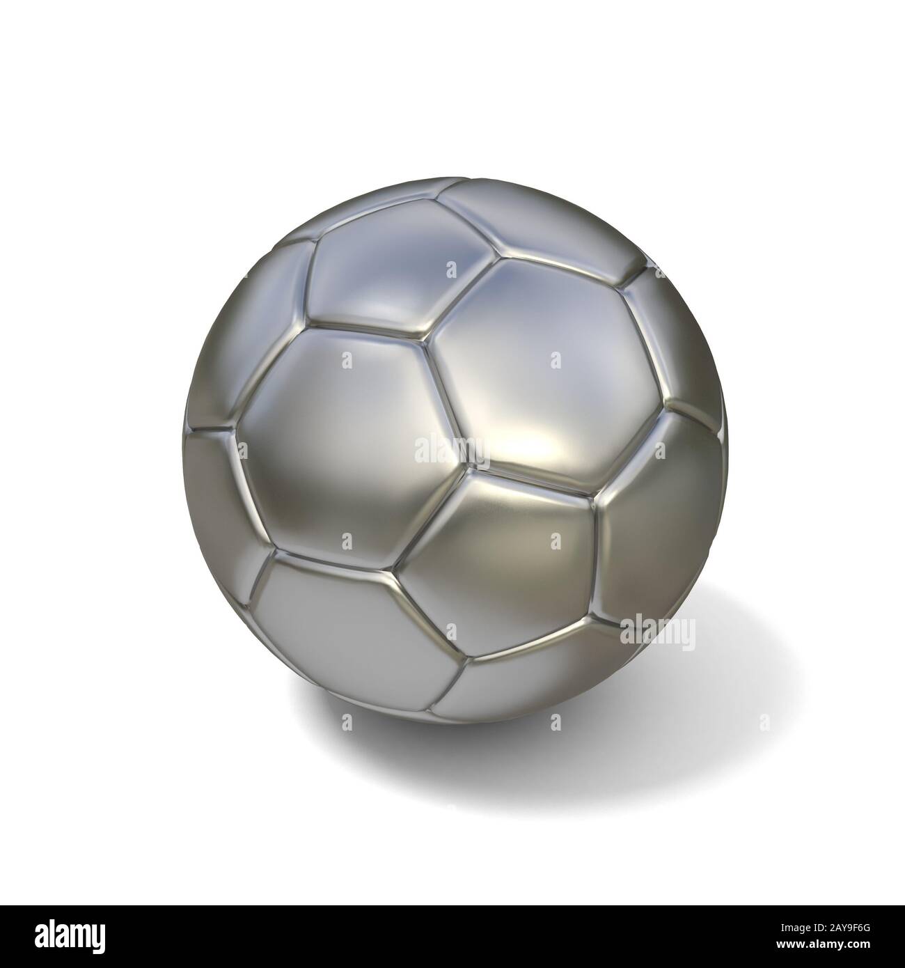 Silver football - soccer ball isolated on white background. 3D Stock ...