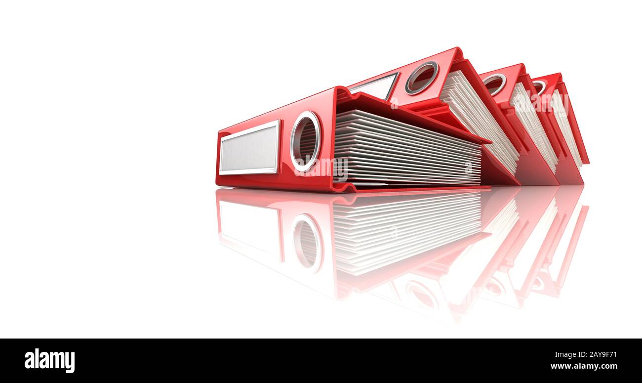 Red office binder folders. 3D Stock Photo - Alamy