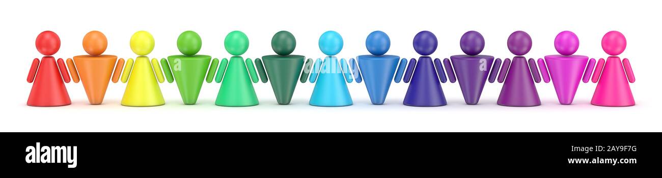 Abstract colorful symbol people figures in row. 3D Stock Photo - Alamy