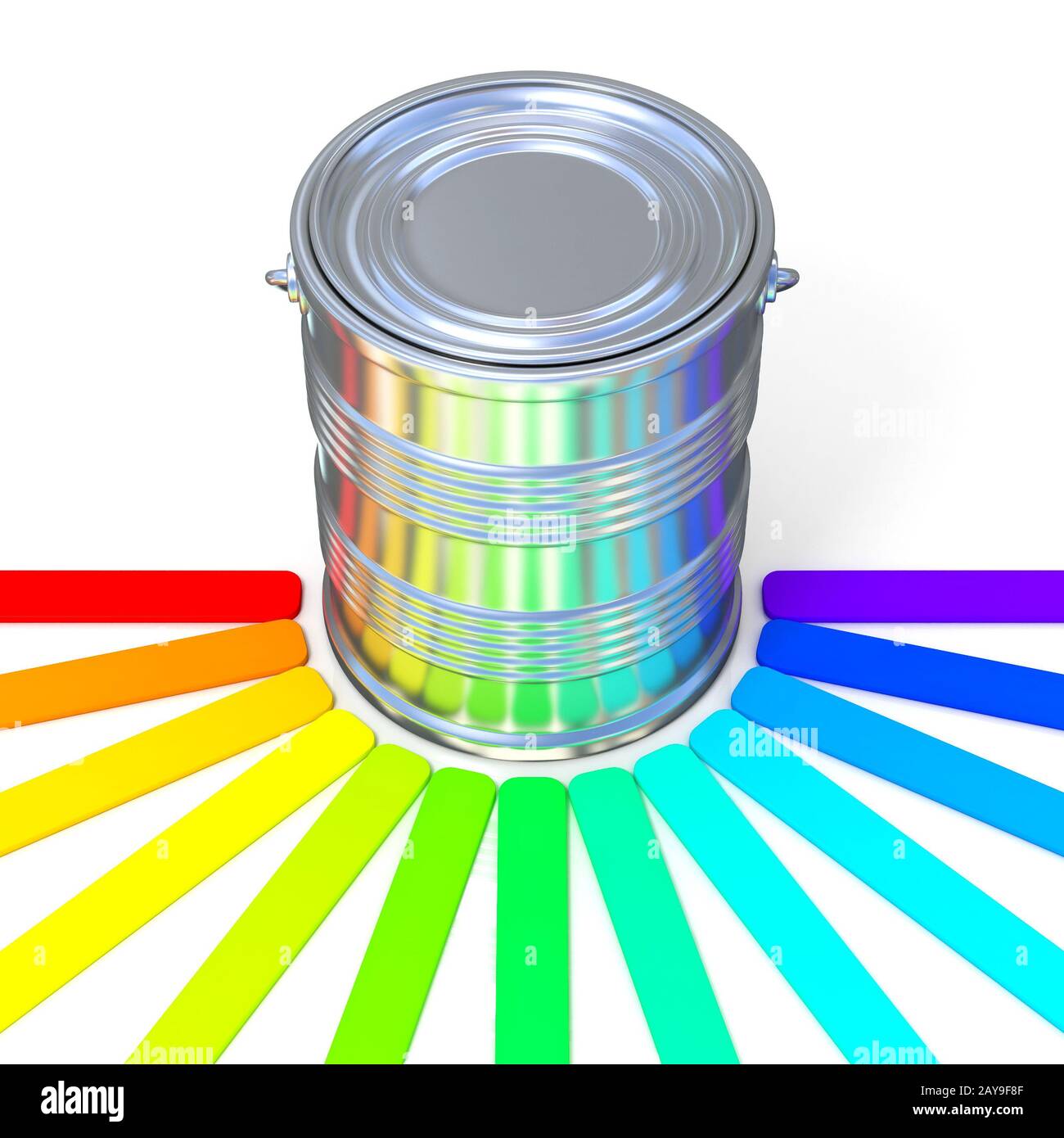 Colors guide reflection on a tin. 3D Stock Photo - Alamy