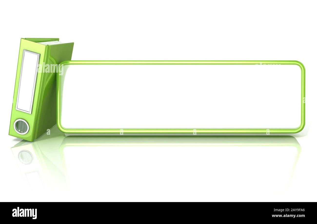 Green office binder folder, with white copy space table. 3D Stock Photo ...