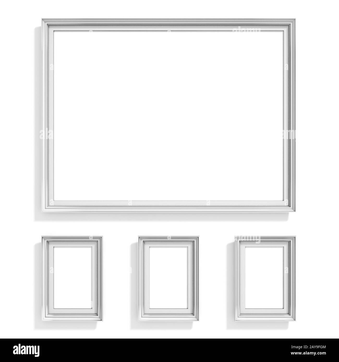 Blank picture frames. Website background template. Composition set ...