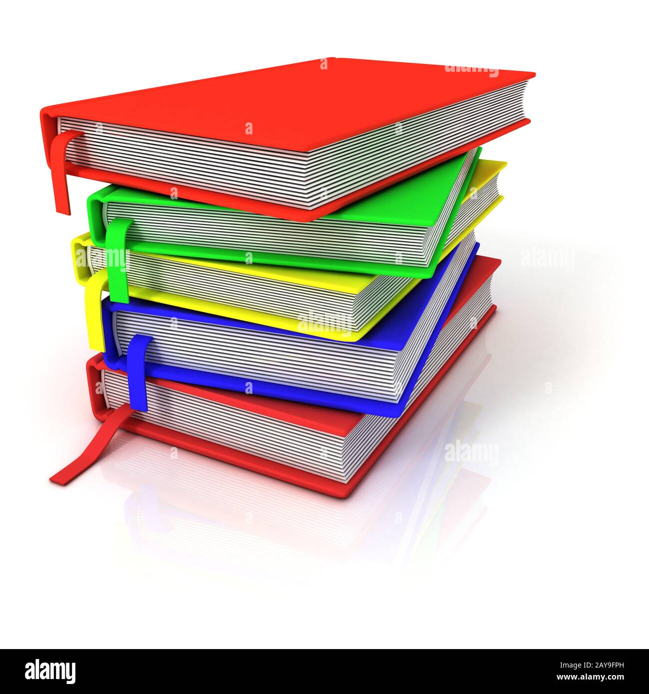 Colorful stack of books, with bookmarks Stock Photo - Alamy