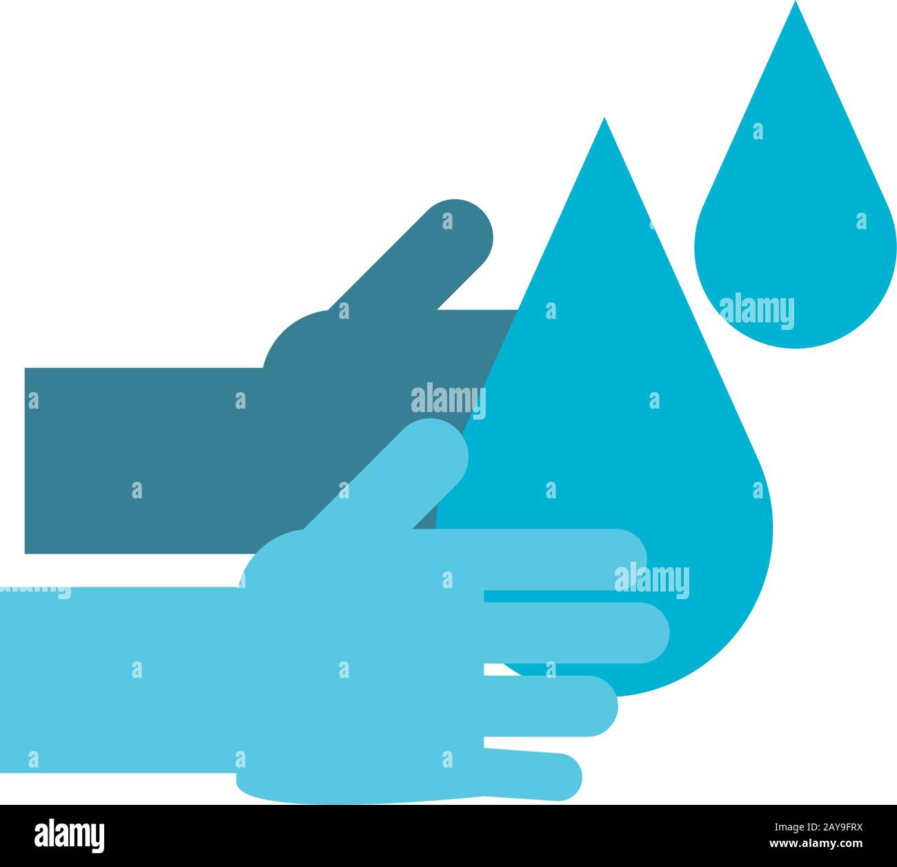 hand with water drops icon over white background, flat style and ...