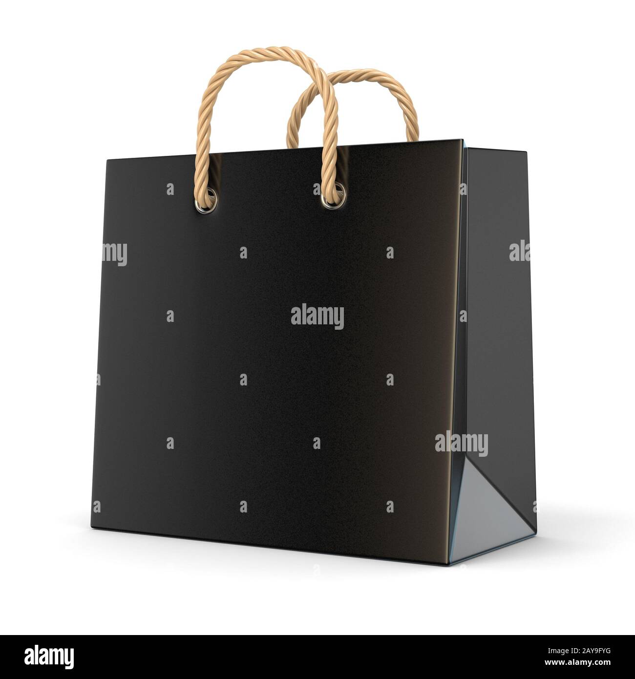 Single, empty, black, blank shopping bag. 3D Stock Photo - Alamy