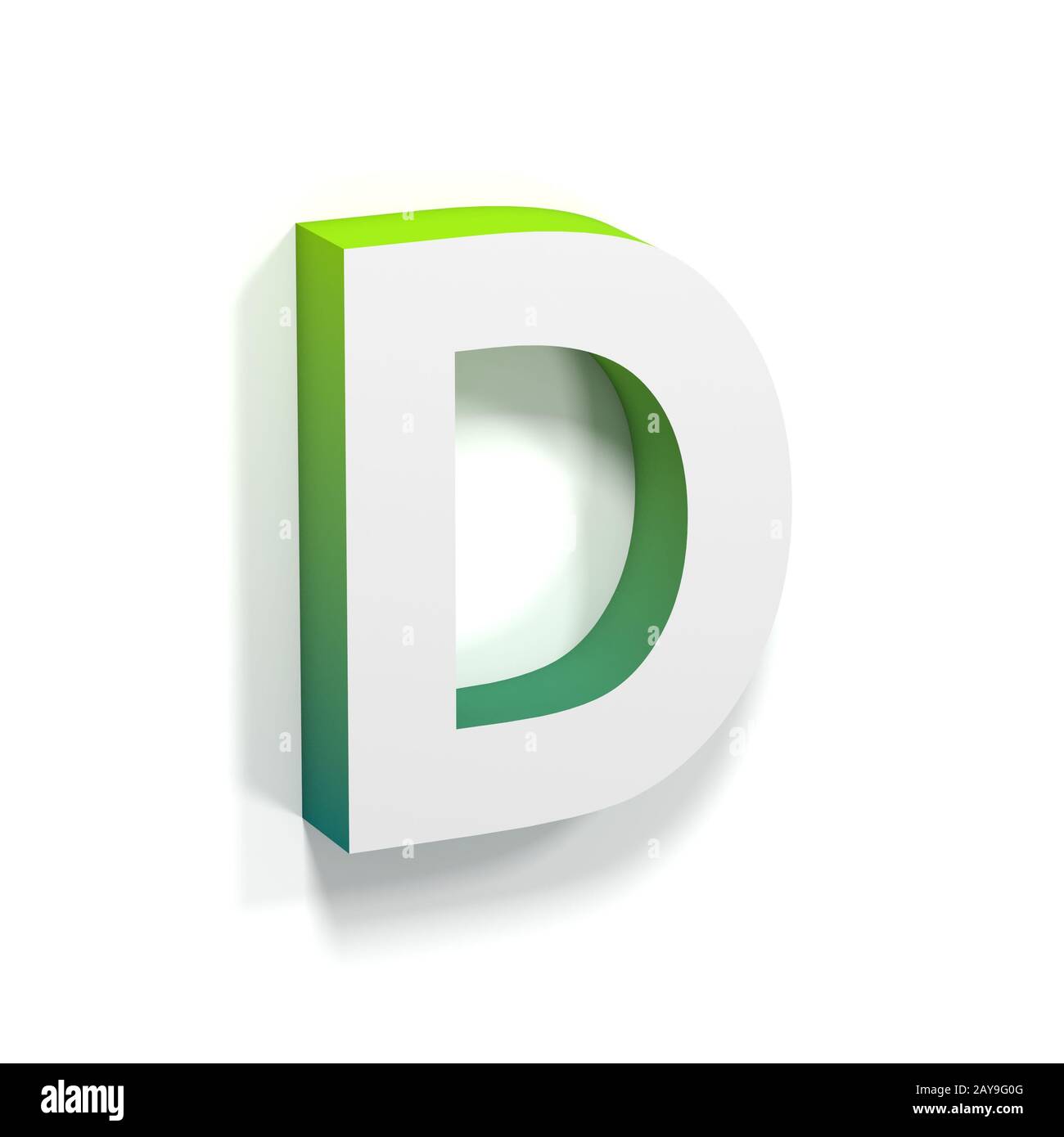 Green gradient and soft shadow letter D Stock Photo - Alamy