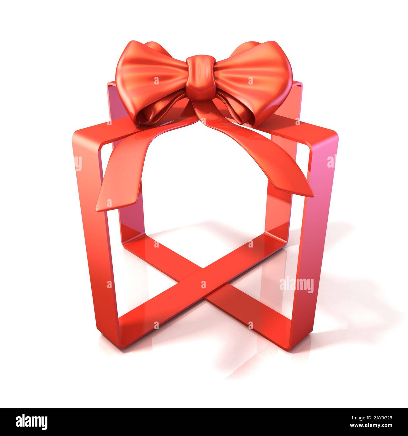Festive gift ribbon and bow, box shaped, 3D Stock Photo - Alamy
