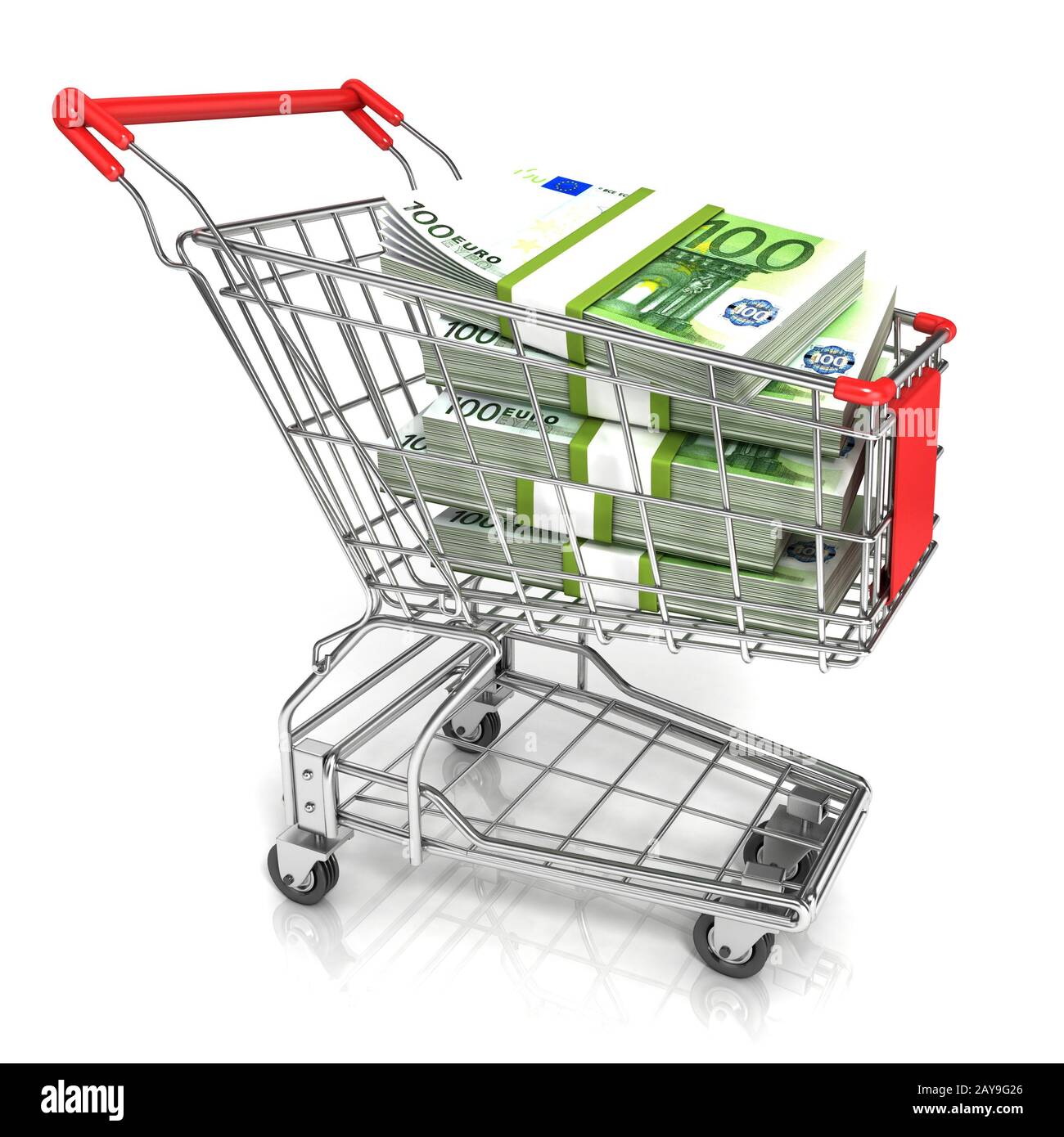 Money, euro cash banknote, in trolley shopping cart. 3D Stock Photo - Alamy