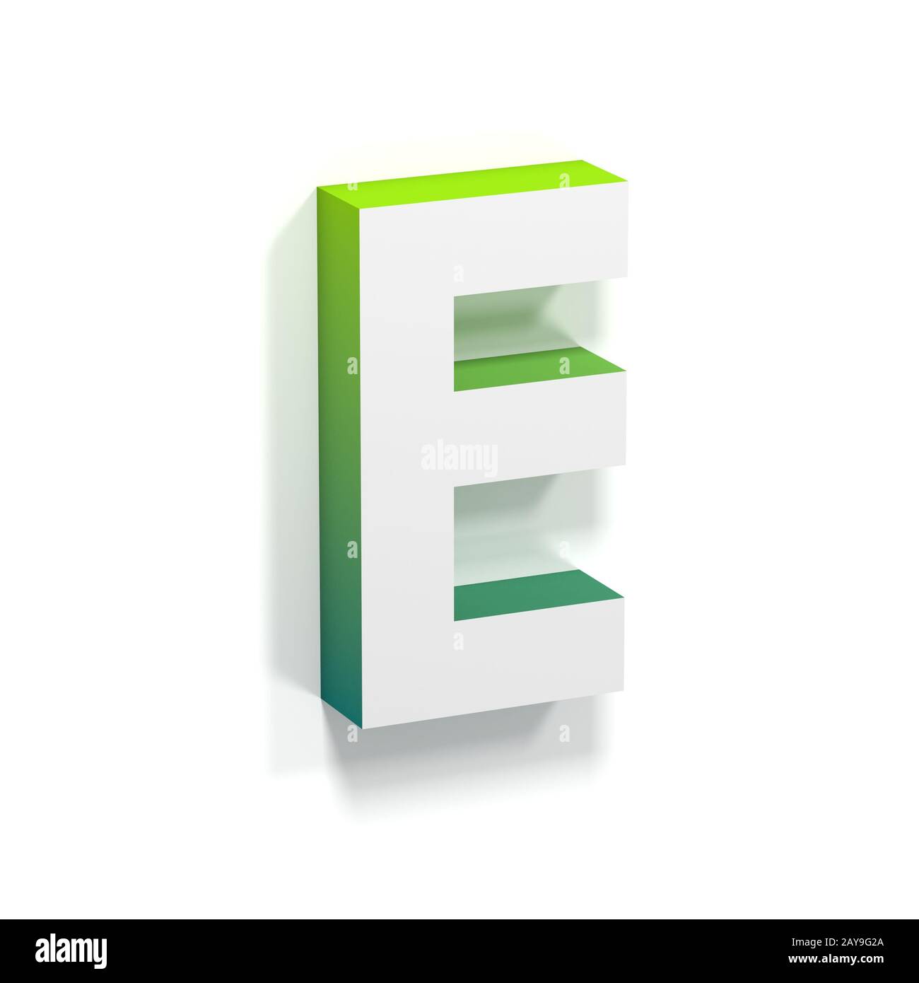 Green gradient and soft shadow letter E Stock Photo - Alamy