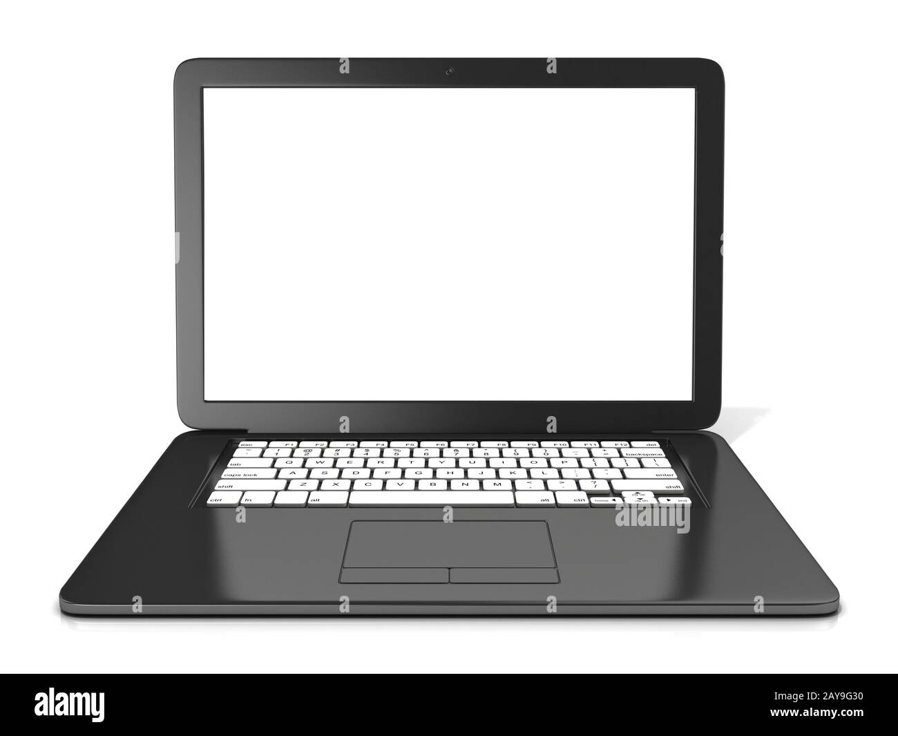 Black laptop with blank screen. 3D Stock Photo - Alamy