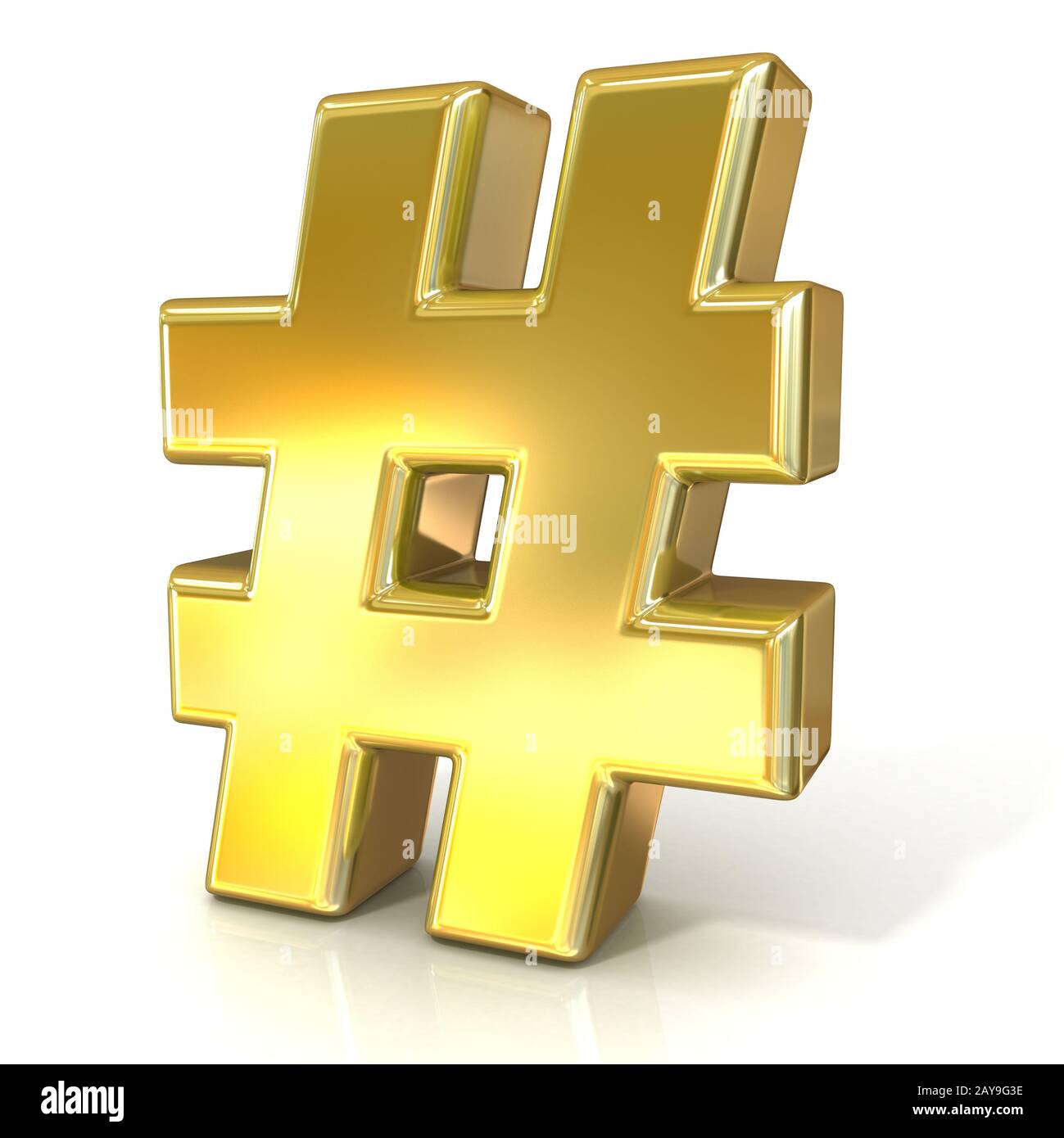 Hashtag, number mark 3D golden sign Stock Photo - Alamy