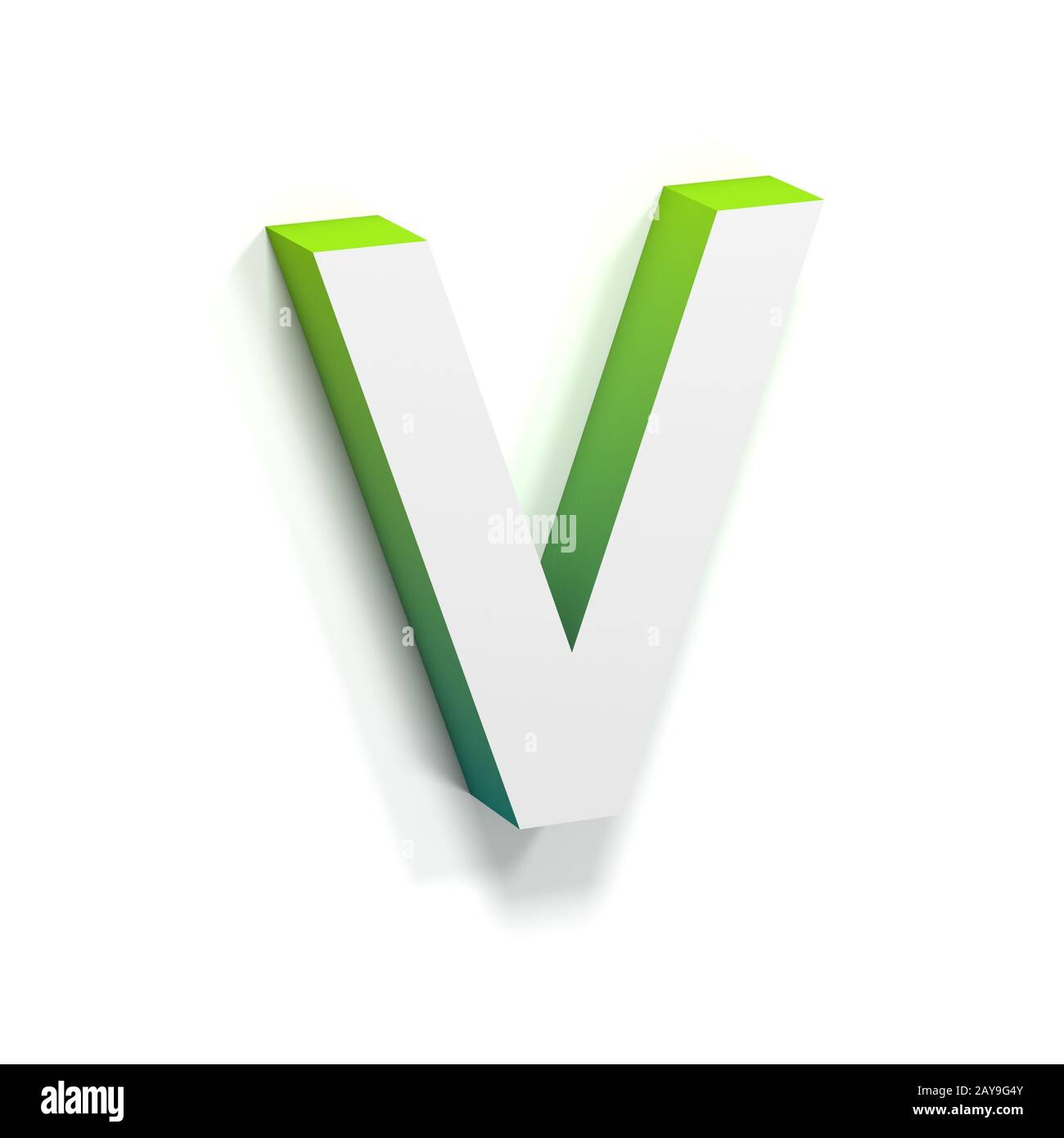 Green gradient and soft shadow letter V Stock Photo - Alamy