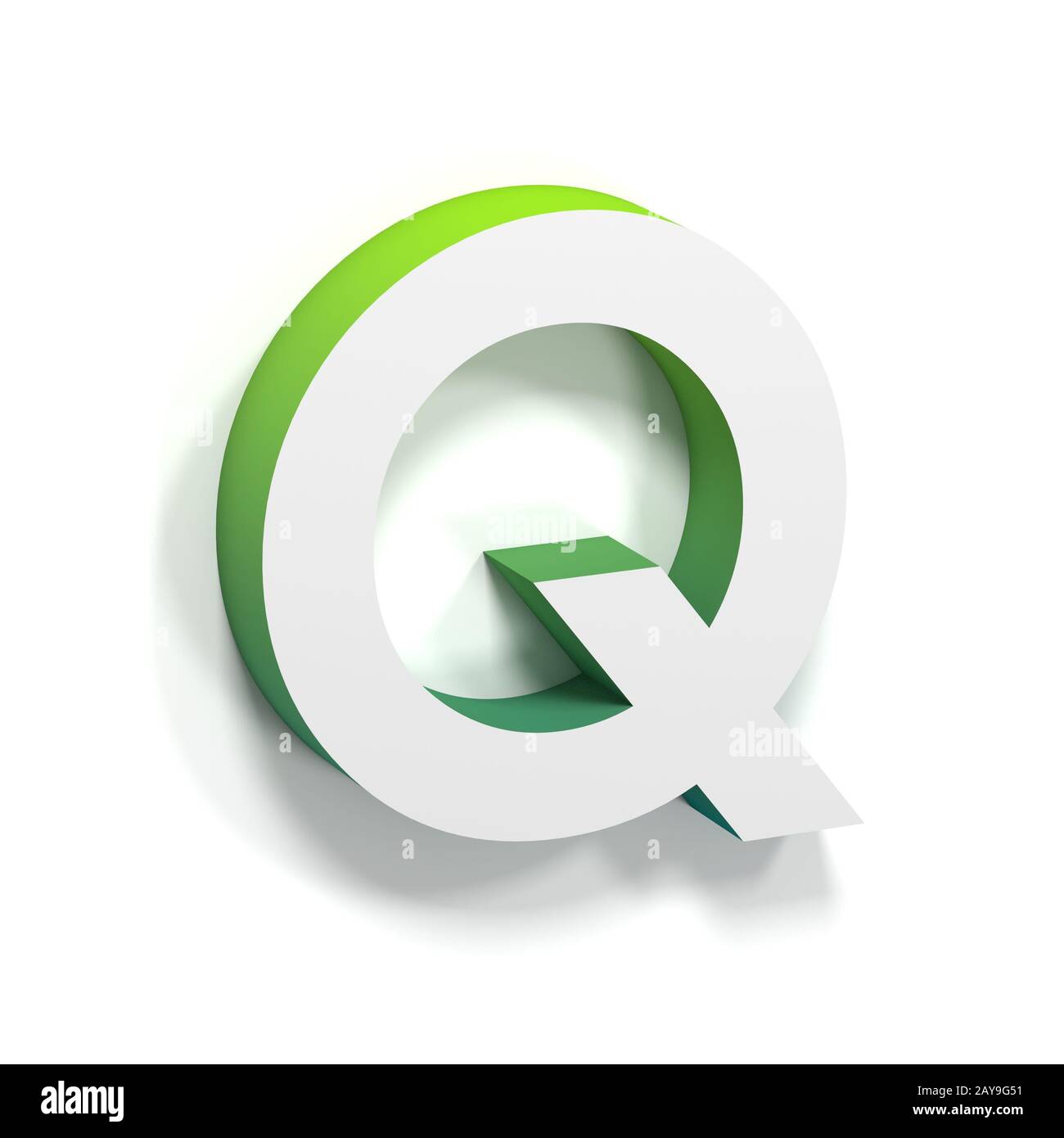 Green gradient and soft shadow letter Q Stock Photo - Alamy