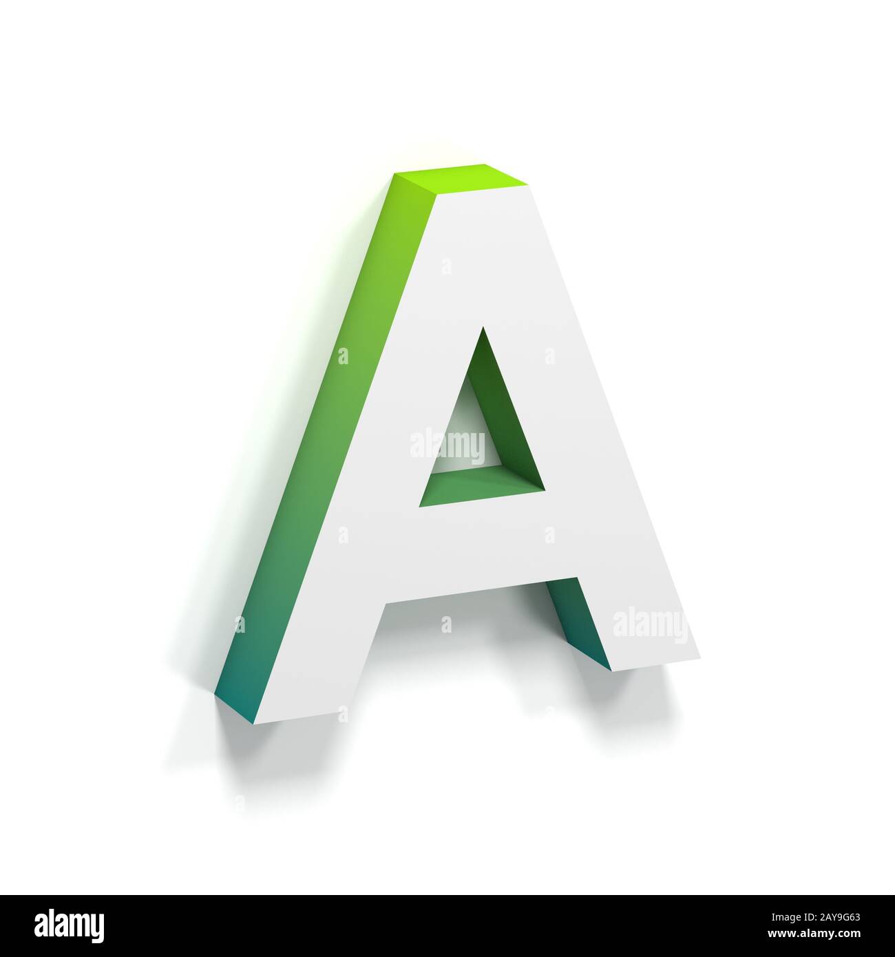 Green gradient and soft shadow letter A Stock Photo - Alamy