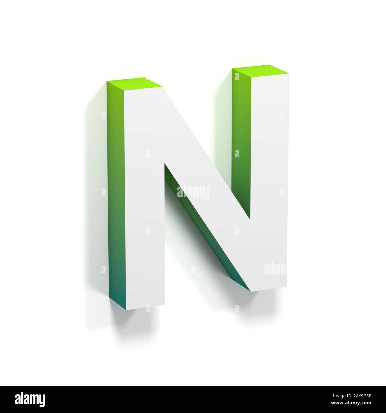 Green gradient and soft shadow letter N Stock Photo - Alamy