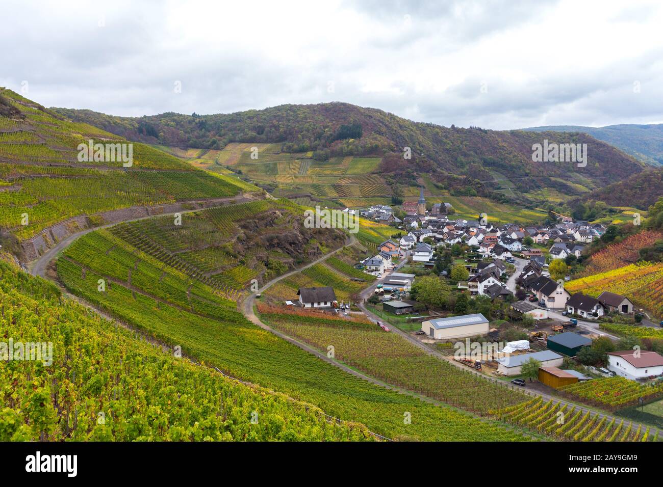 Blick auf Mayschoss vom Rotweinwanderweg im Herbst Stock Photo - Alamy