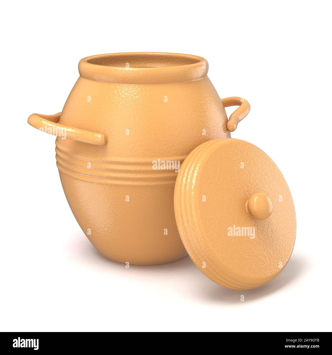 Opened clay pot with lid. 3D Stock Photo - Alamy