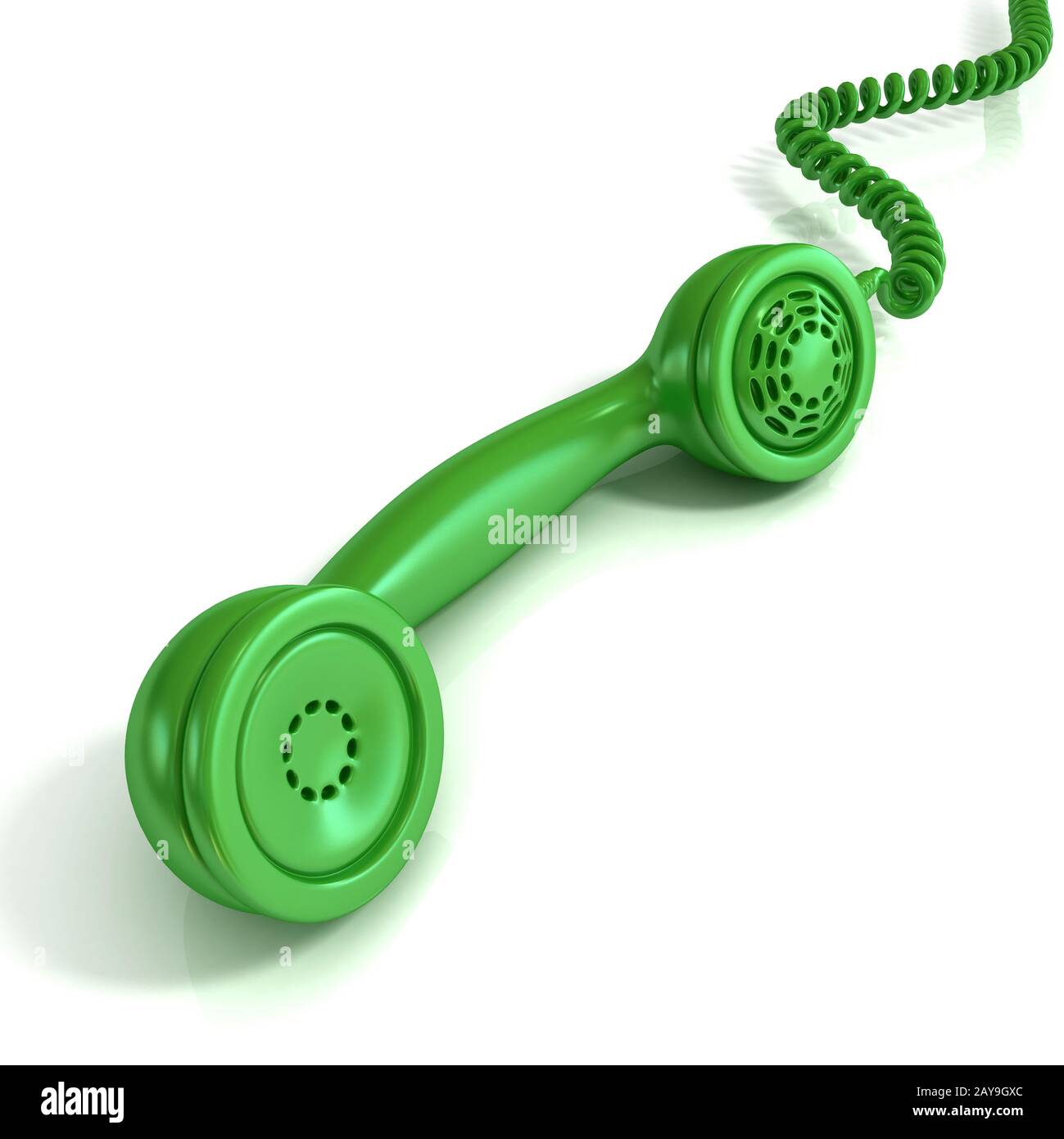 Green telephone handset, retro illustration for design Stock Photo - Alamy