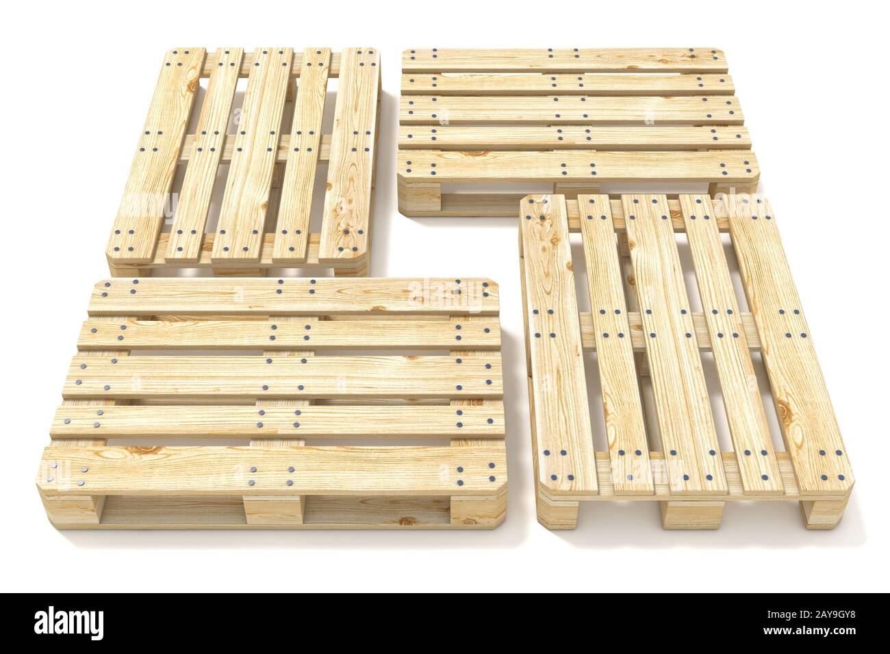 Wooden Euro pallets. Side view. 3D Stock Photo - Alamy