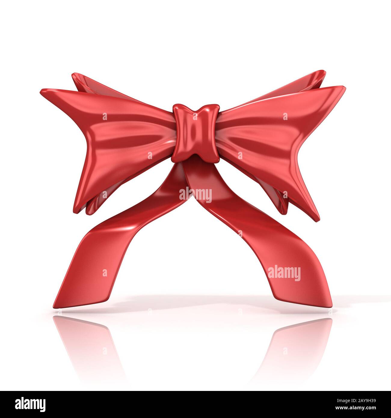 Red ribbon bow with tails, 3D Stock Photo - Alamy