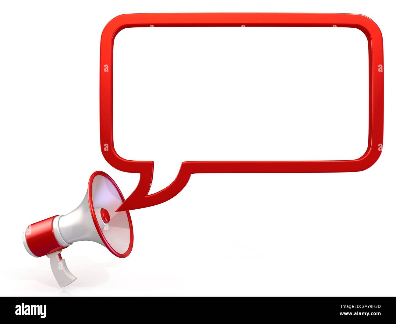New red megaphone with bubble speech. 3D Stock Photo - Alamy