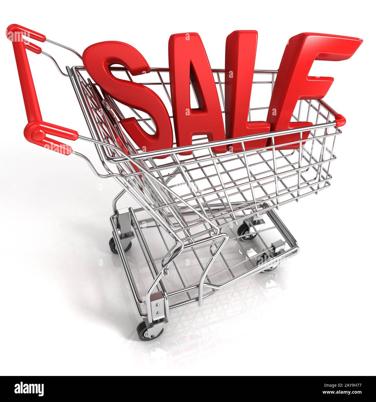 Red shopping cart with sale sign Stock Photo - Alamy