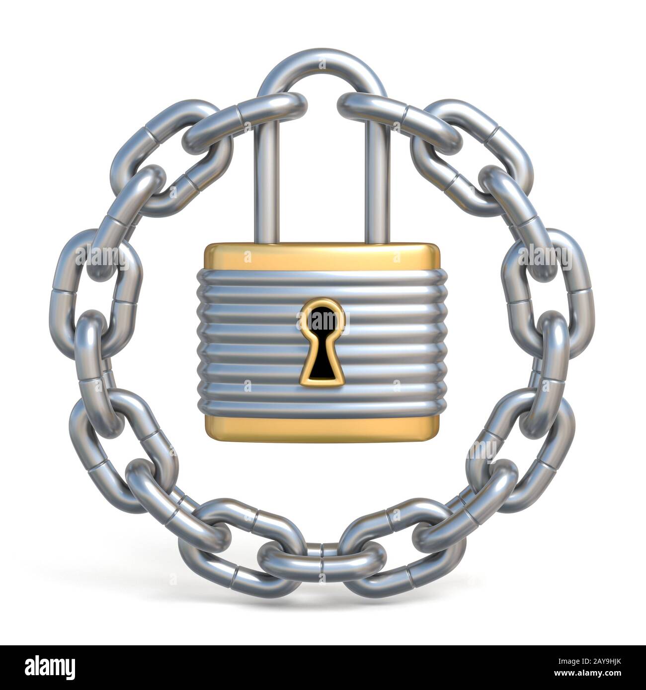 Circle chain with lock 3D Stock Photo - Alamy